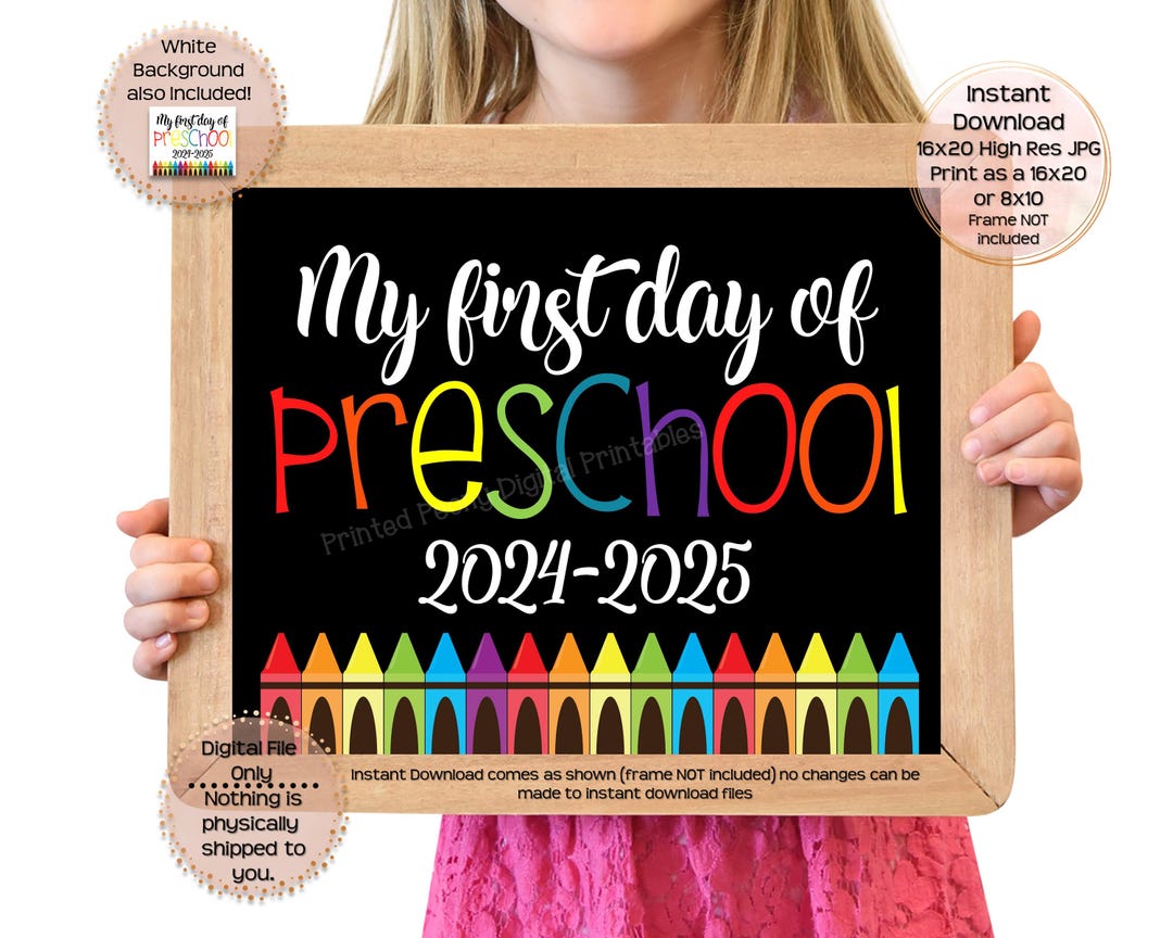 Buy First Day of Preschool Printable Sign 1st Day of School Sign Pre-k ...