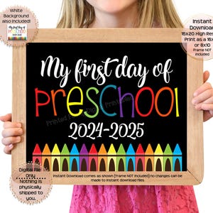 First Day of Preschool Printable Sign 1st Day of School Sign Pre-k ...