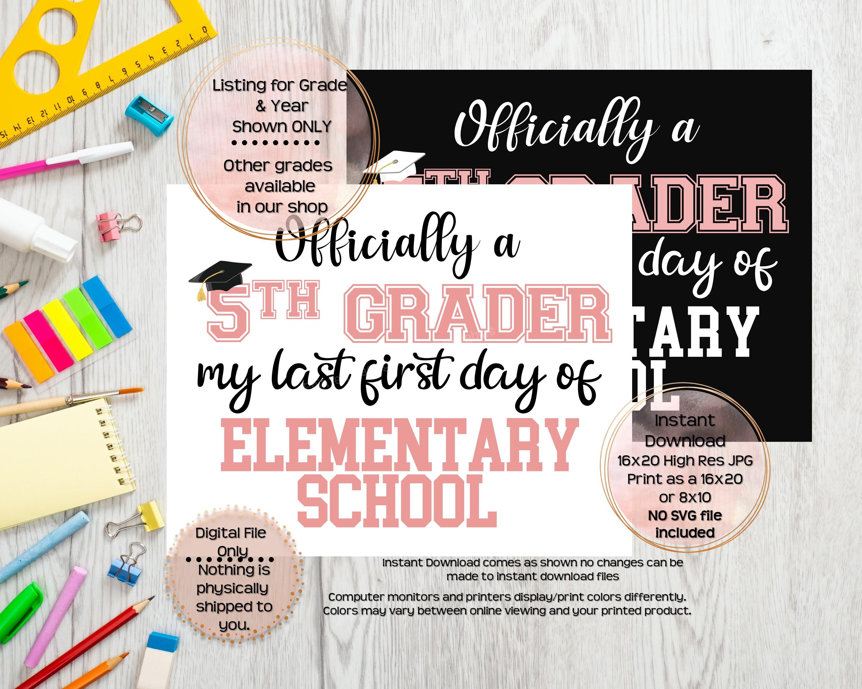 First Day of Fifth Grade Printable Sign First Day of School Sign 5th ...