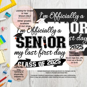 First Day of Senior Year Printable Sign First Day of School Sign 12th ...