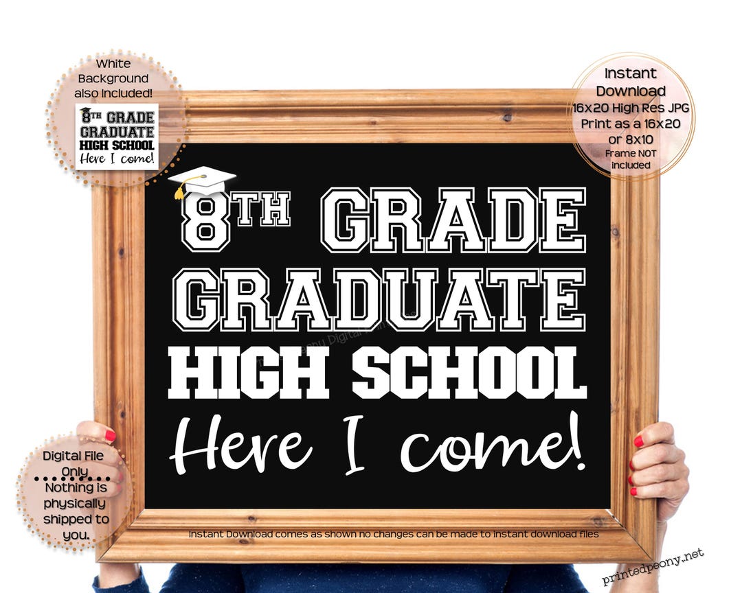 Last Day of Middle School Printable Sign End of School 8th Grade Grad ...