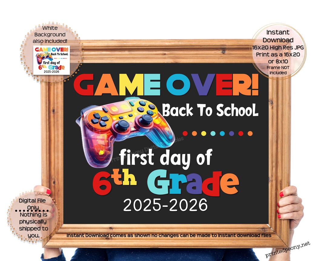 First Day of Sixth Grade Printable Sign 1st Day of School Sign 6th ...
