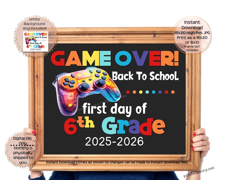 First Day of Sixth Grade Printable Sign 1st Day of School Sign 6th ...