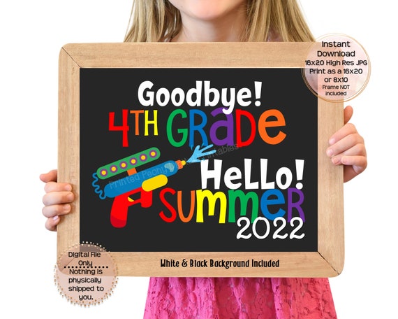 Last Day of Fourth Grade Printable Sign End of School Sign 4th | Etsy