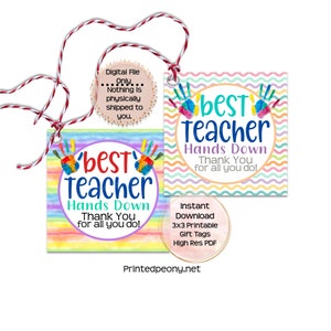 Hands Down Best Teacher Gift Tags for Teacher Thank You Gift Teacher ...