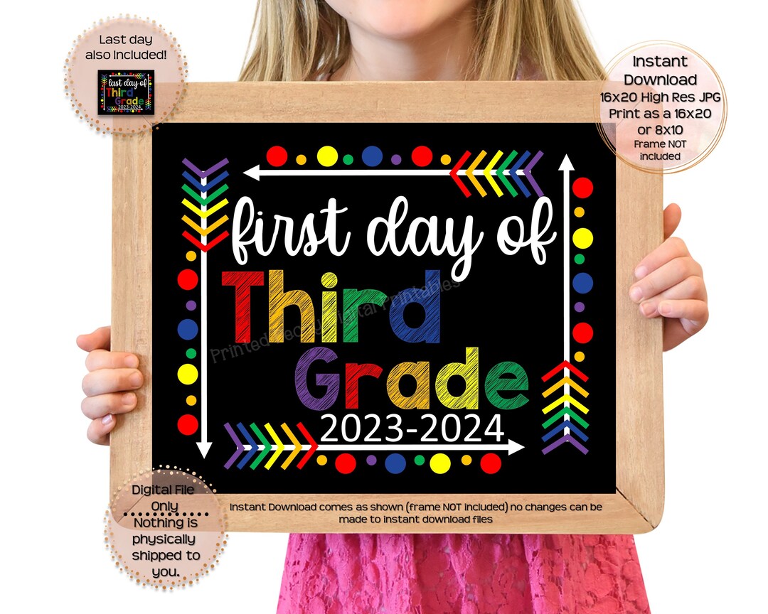 First Day of Third Grade Printable Sign First Day of School Sign 3rd ...