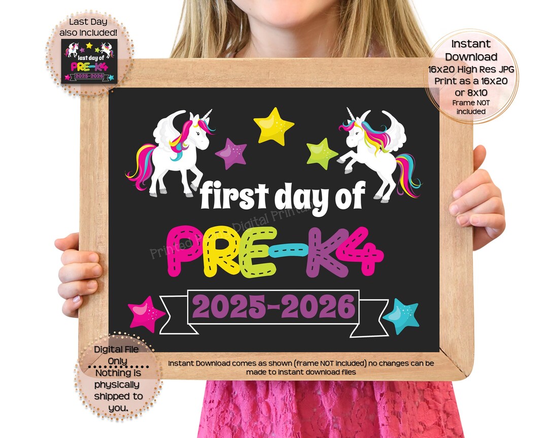 First & Last Day of Pre-k 4 Printable Sign 1st Day of School Sign ...