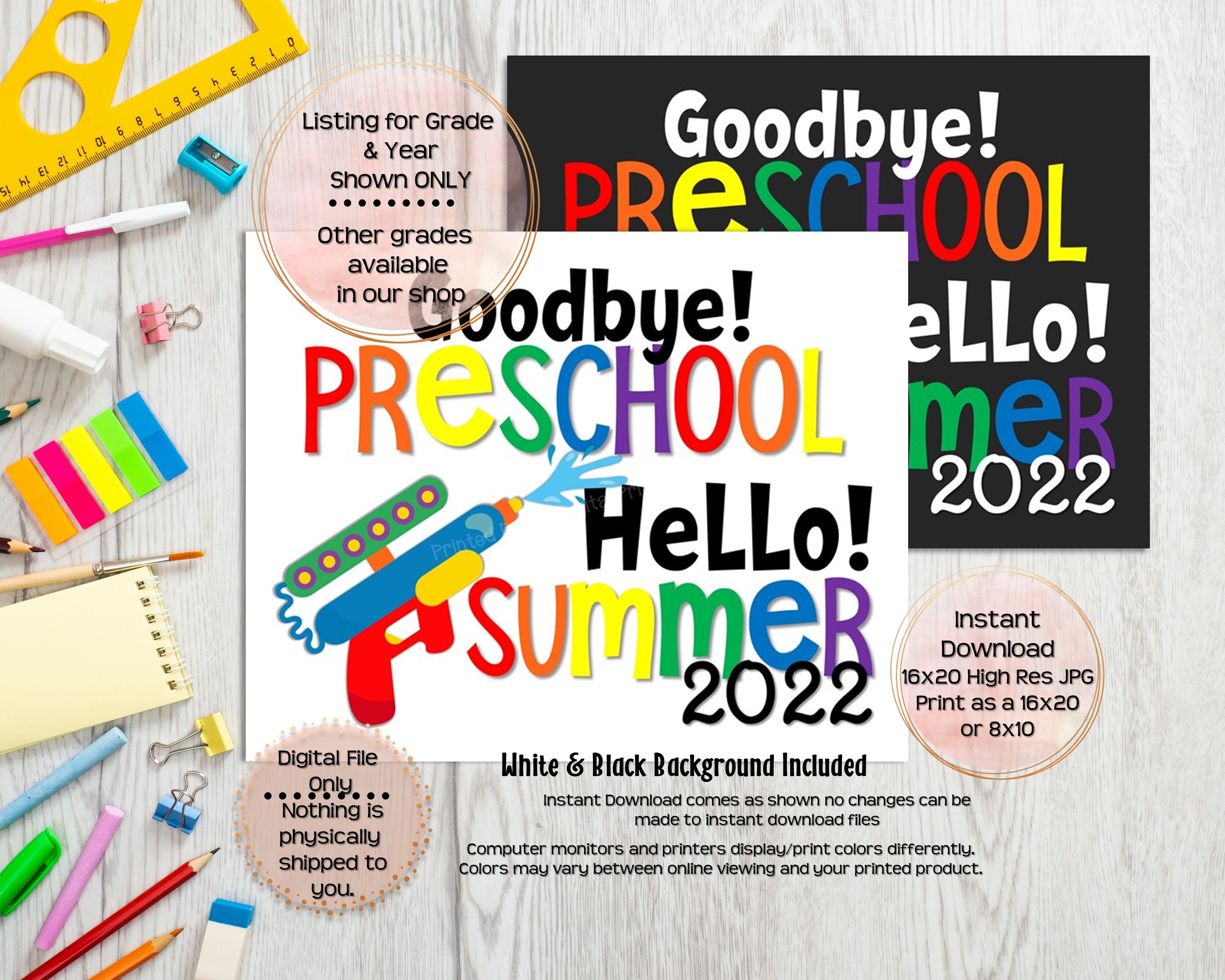 Last Day of Preschool Printable Sign End of School Sign Pre-k - Etsy