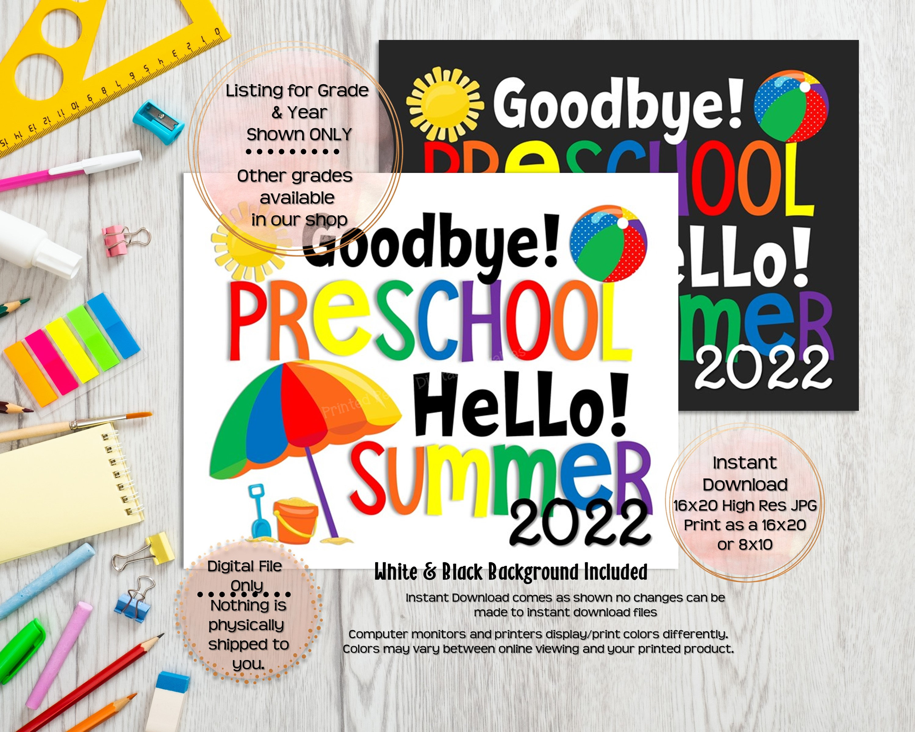 Last Day of Preschool Printable Sign End of School Sign Pre-k - Etsy