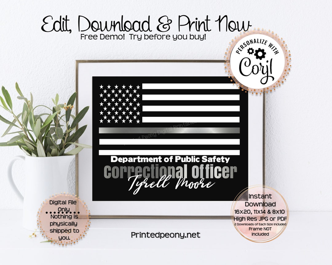 Personalized Printable Correctional Officer Gift Chalkboard Gift for CO ...