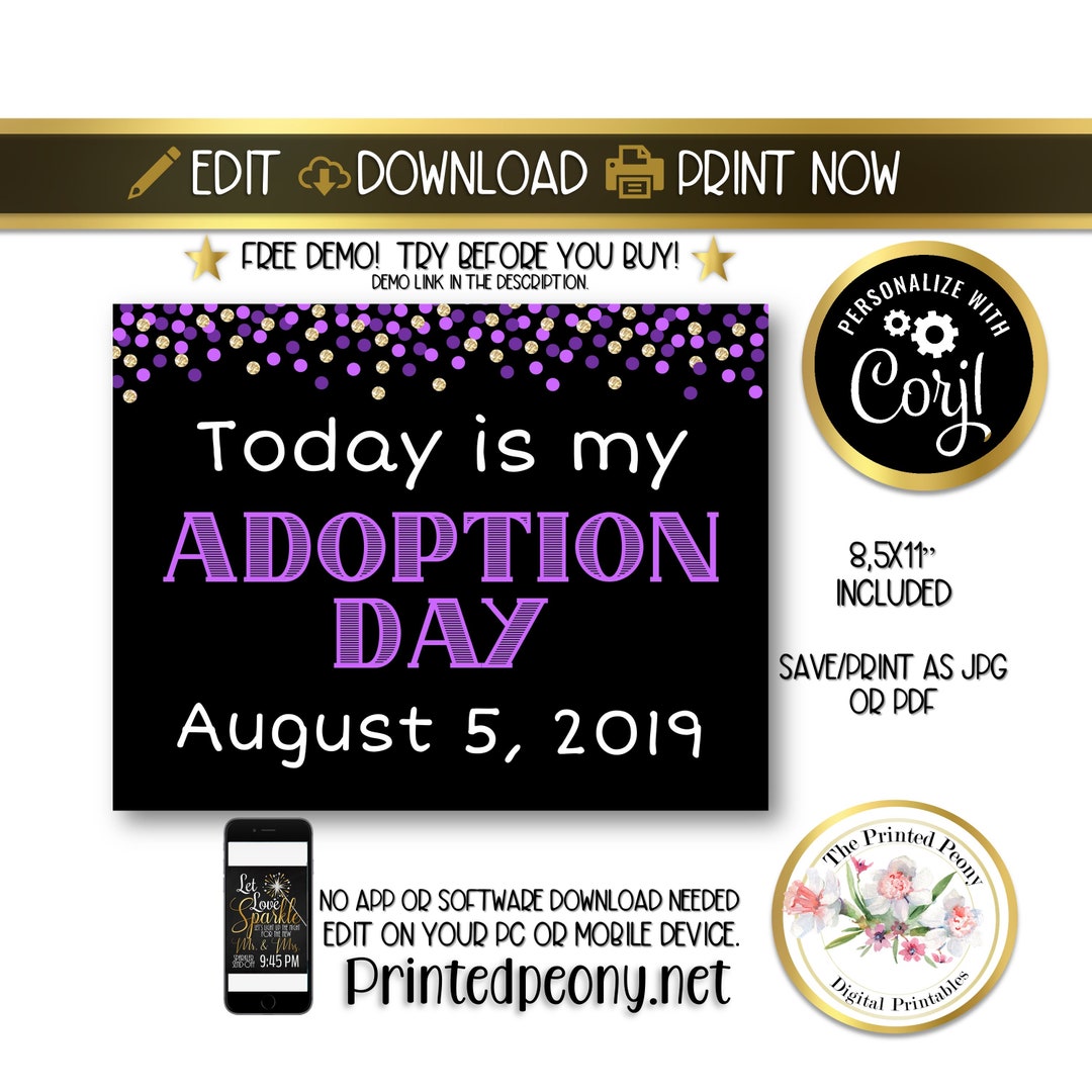Today is Our Adoption Day Adoption Sign Includes Editable Date Adoption ...