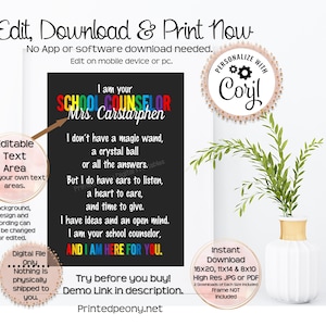 Personalized Printable School Counselor Gift Counselor Gift for ...