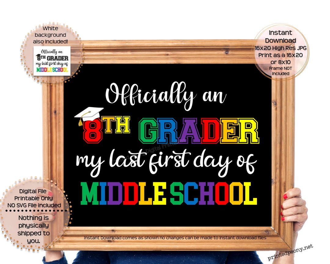 First Day of Eighth Grade Printable Sign First Day of School Sign 8th ...