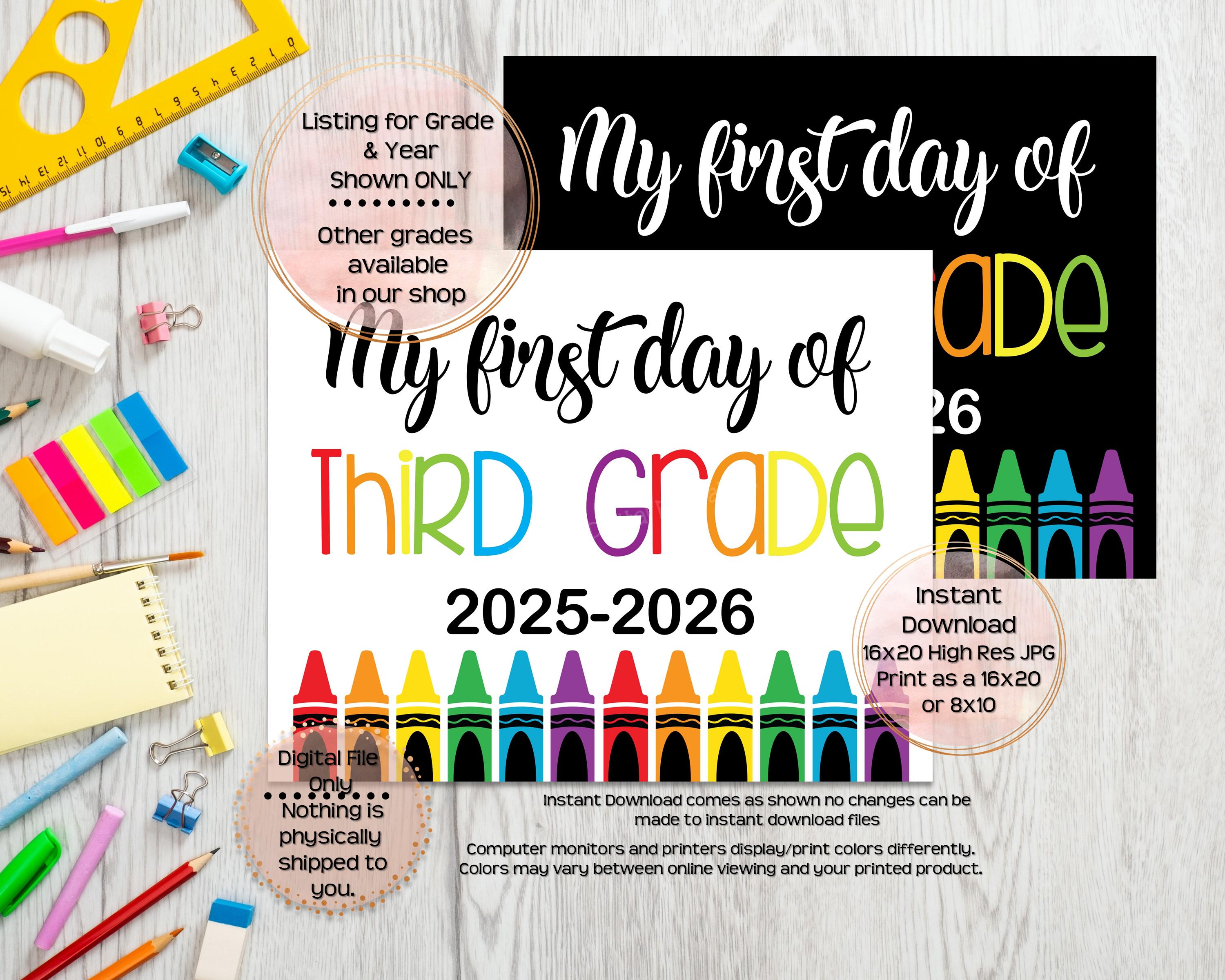 First Day of Third Grade Printable Sign First Day of School Sign 3rd ...