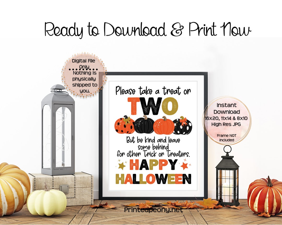 Halloween Printable Candy Bowl Sign Take Two Printable Instant Digital ...