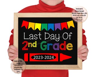 SECOND GRADE SIGN Last Day of Second Grade Sign End of School Sign ...