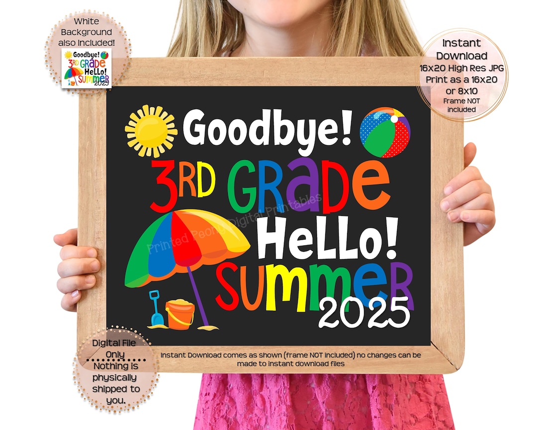 Last Day of Third Grade Printable Sign End of School Sign 3rd Grade ...