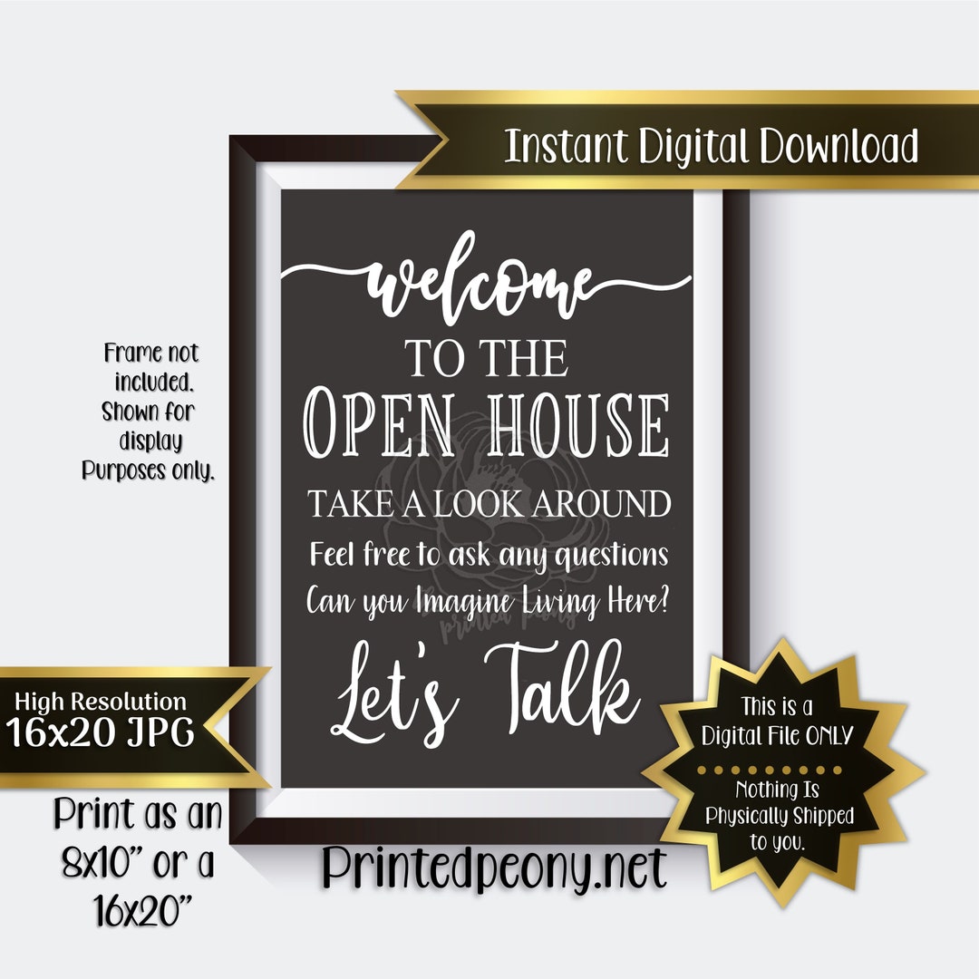 Realtor Open House Printable Welcome Sign Open House Sign Real Estate ...