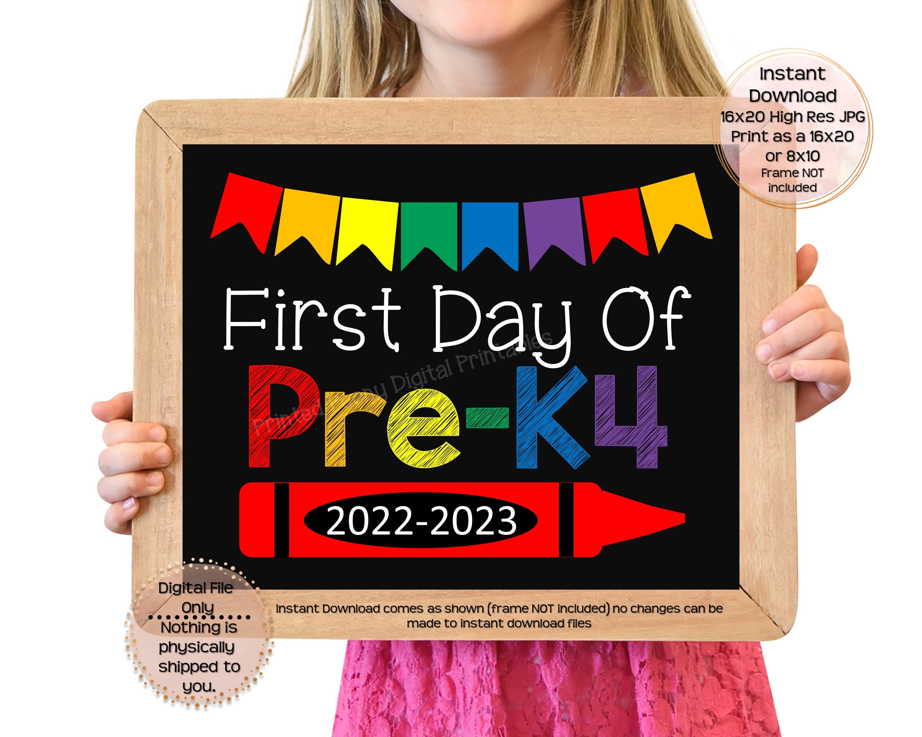 First Day of Pre-k 4 Printable Sign 1st Day of School Sign - Etsy