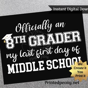 First Day of Eighth Grade Printable Sign First Day of School Sign 8th ...