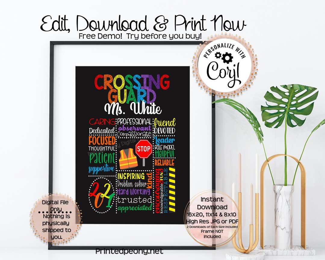 Crossing Guard Gift Chalkboard Gift for Crossing Guard Thank You Gift ...