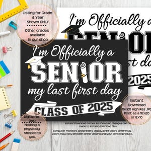 First Day of Senior Year Printable Sign First Day of School Sign 12th ...
