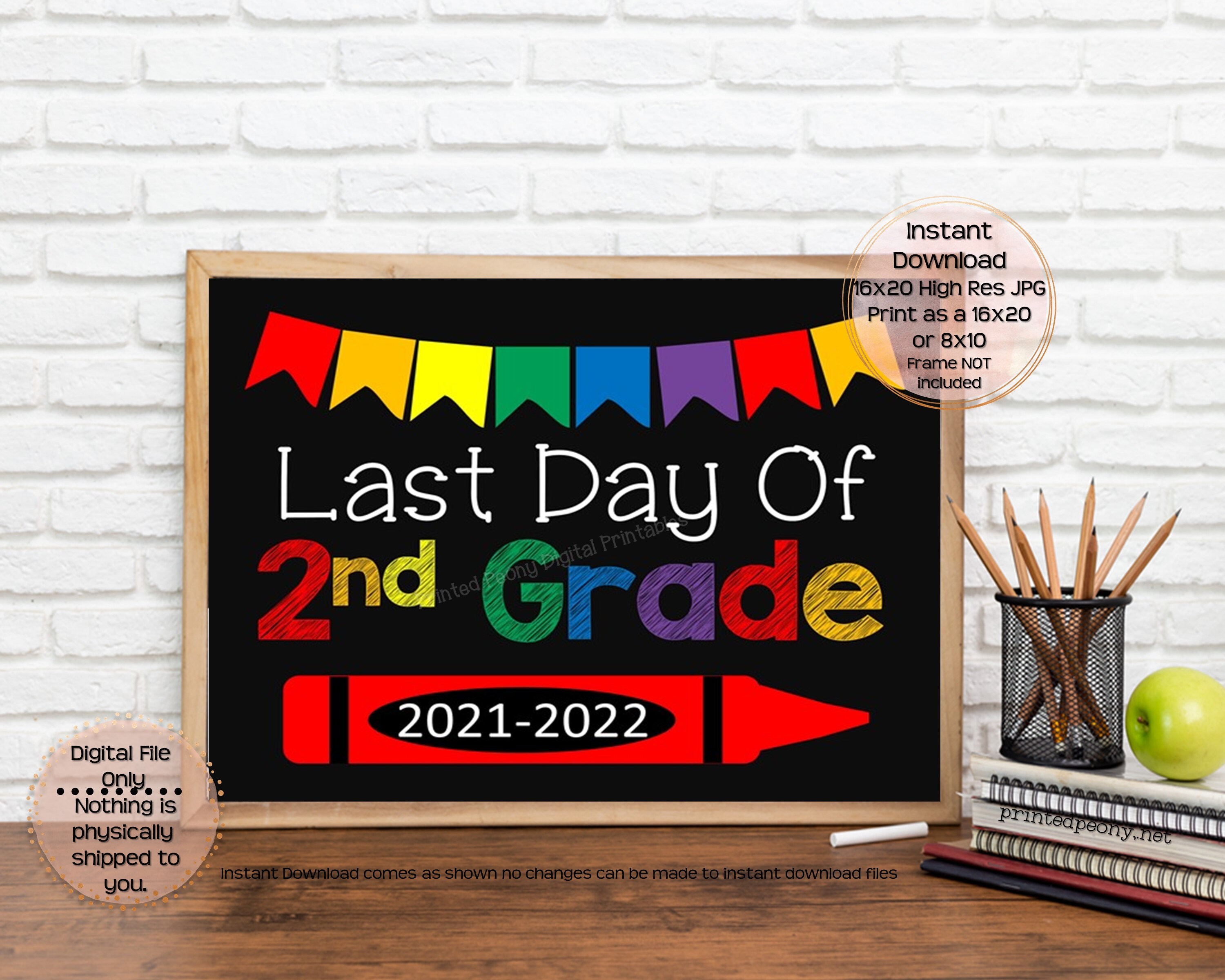 Last Day of Second Grade Printable Sign End of School Sign 2nd | Etsy