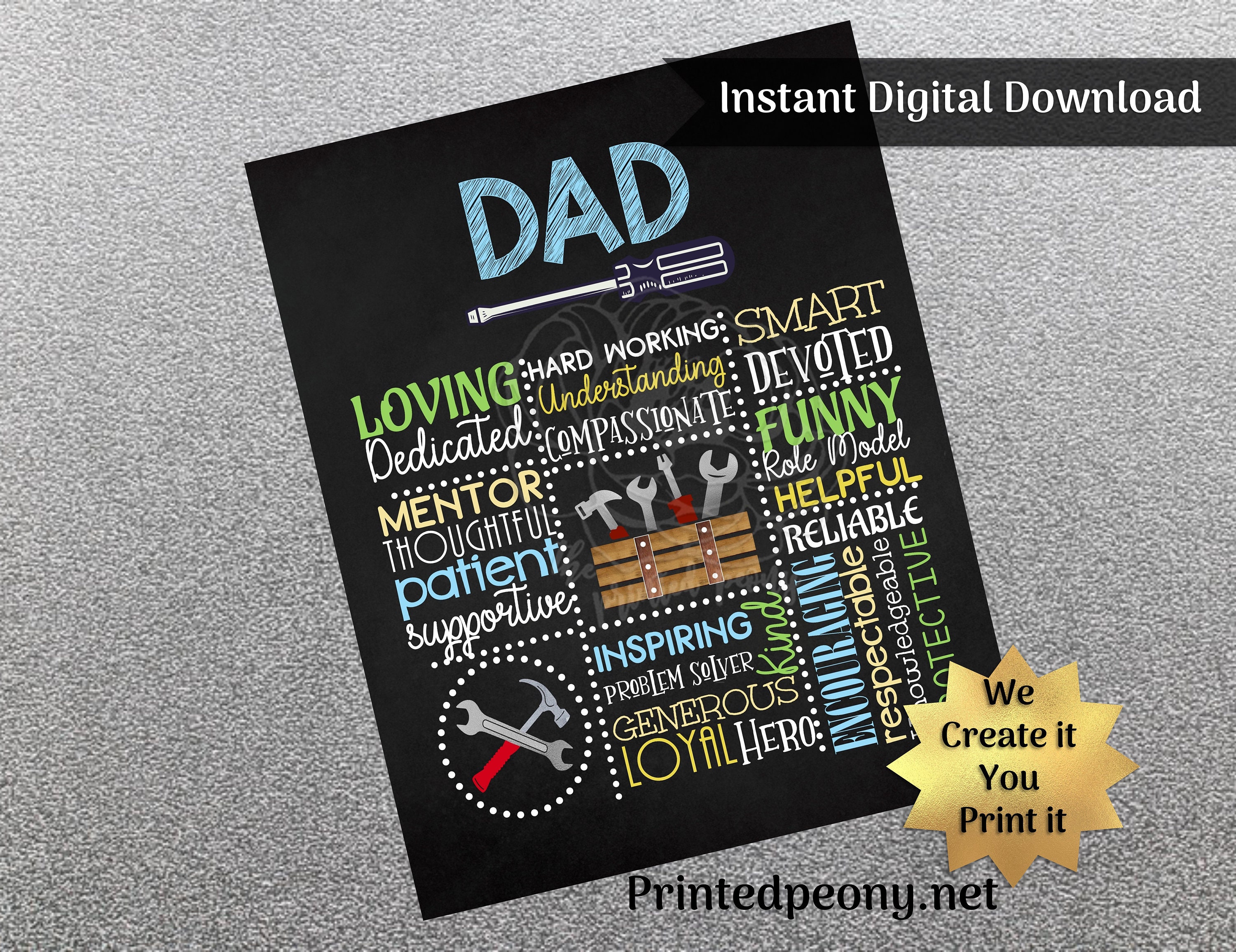Dad Wall Art Tools Gift for Dad Gift Tools Father's Day - Etsy
