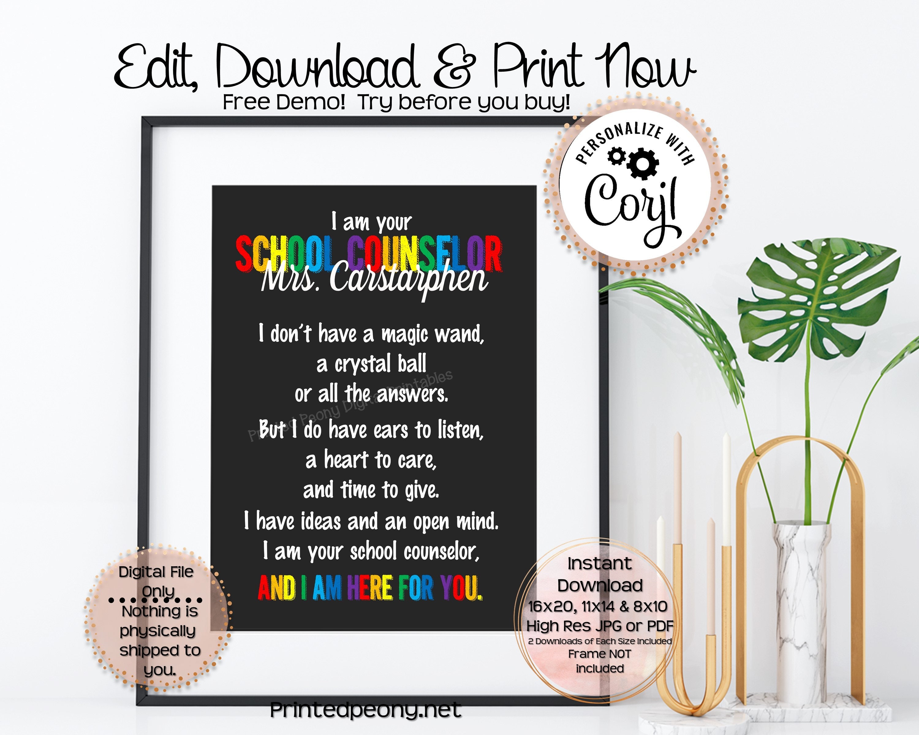 Personalized Printable School Counselor Gift Counselor Gift - Etsy