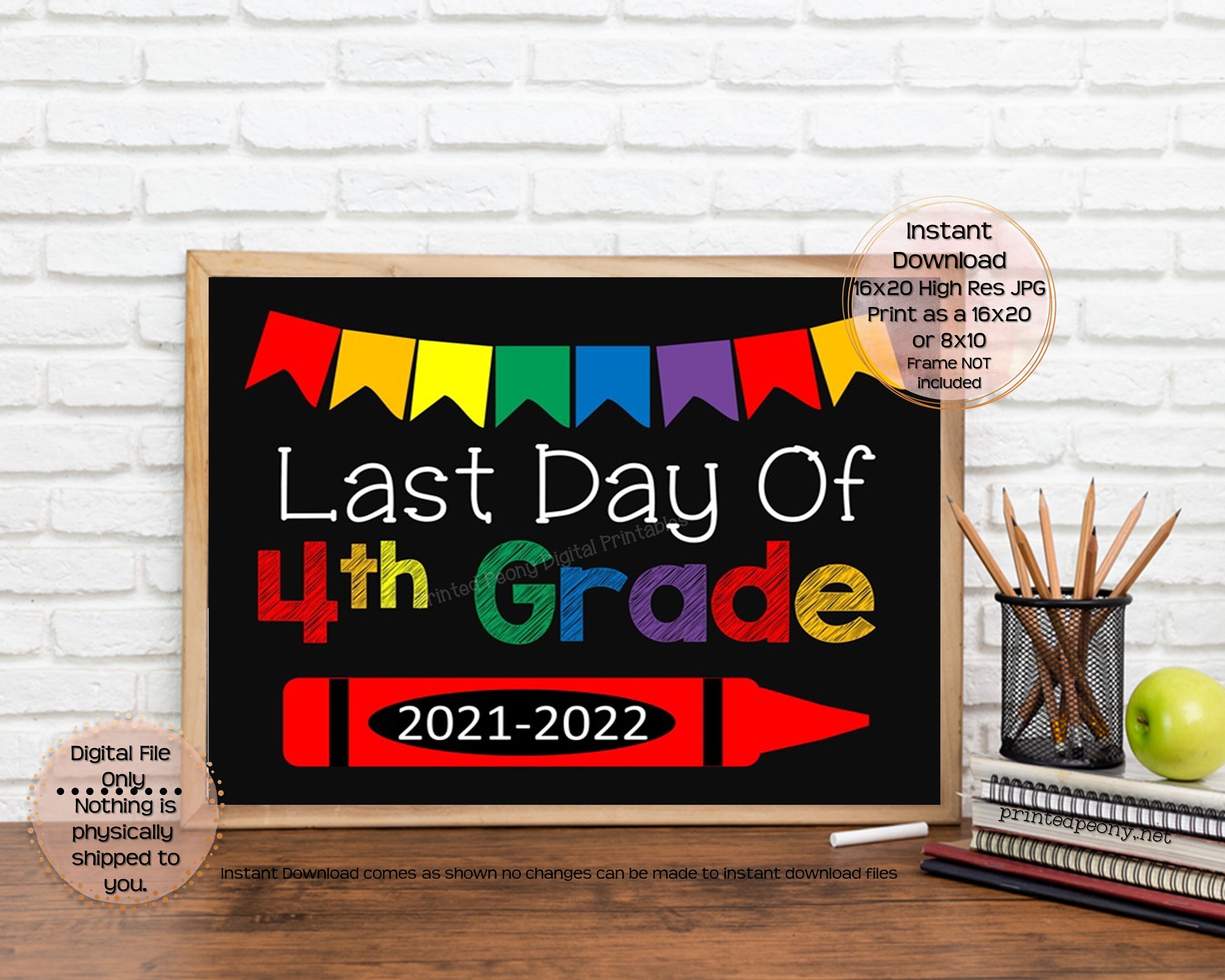 Last Day of Fourth Grade Printable Sign End of School Sign 4th - Etsy