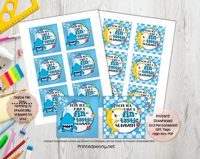 Shark Last Day of School Gift Tag Shark End of School Gift Tag - Etsy