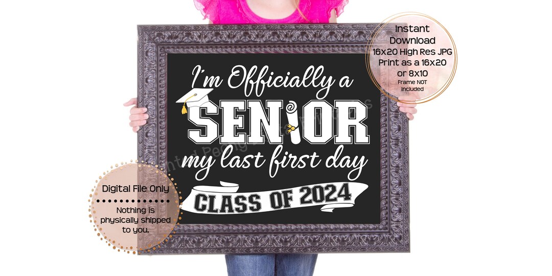 First Day of Senior Year Printable Sign First Day of School Sign 12th ...