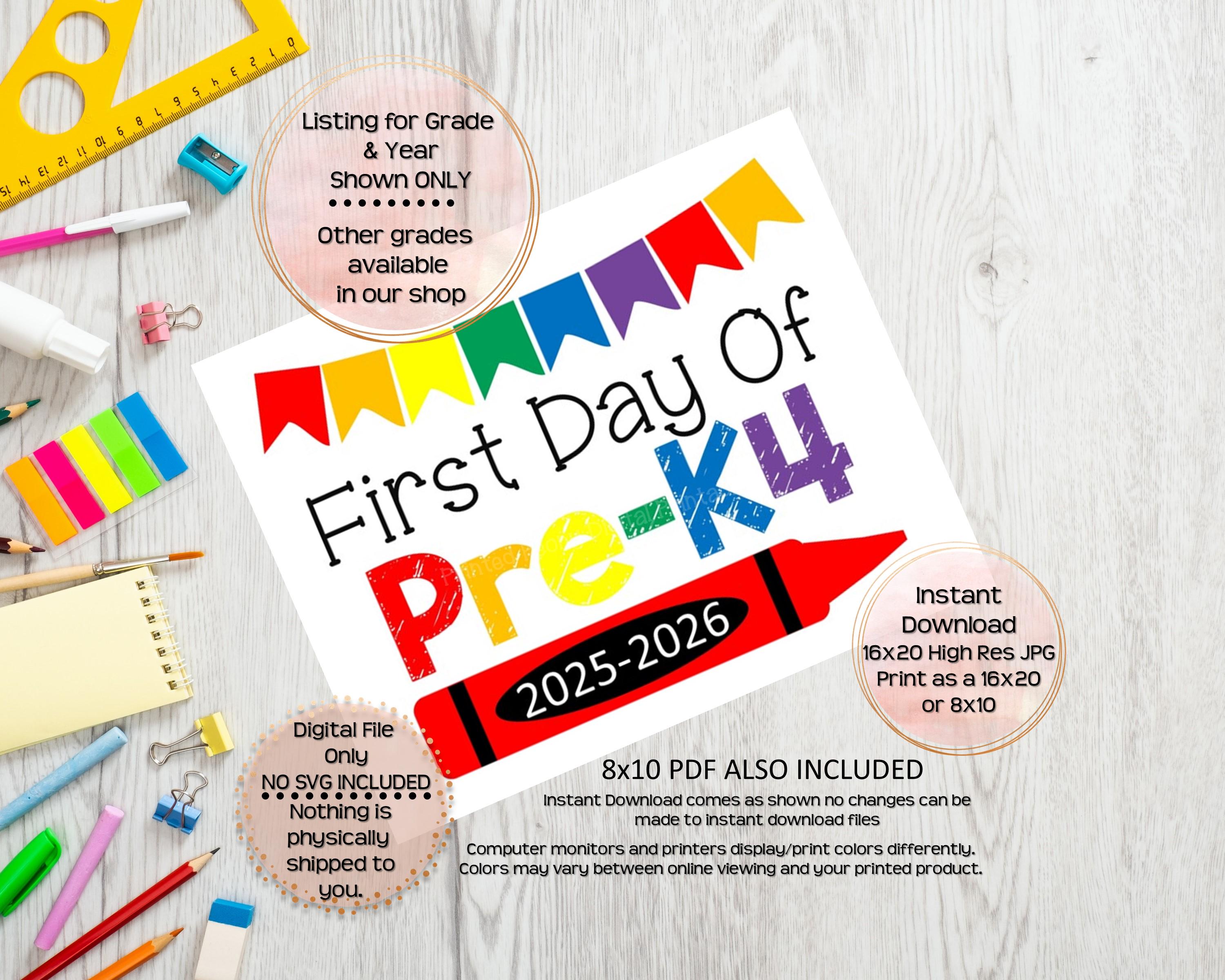 First Day of Pre-k 4 Printable Sign 1st Day of School Sign Pre-k 4 ...