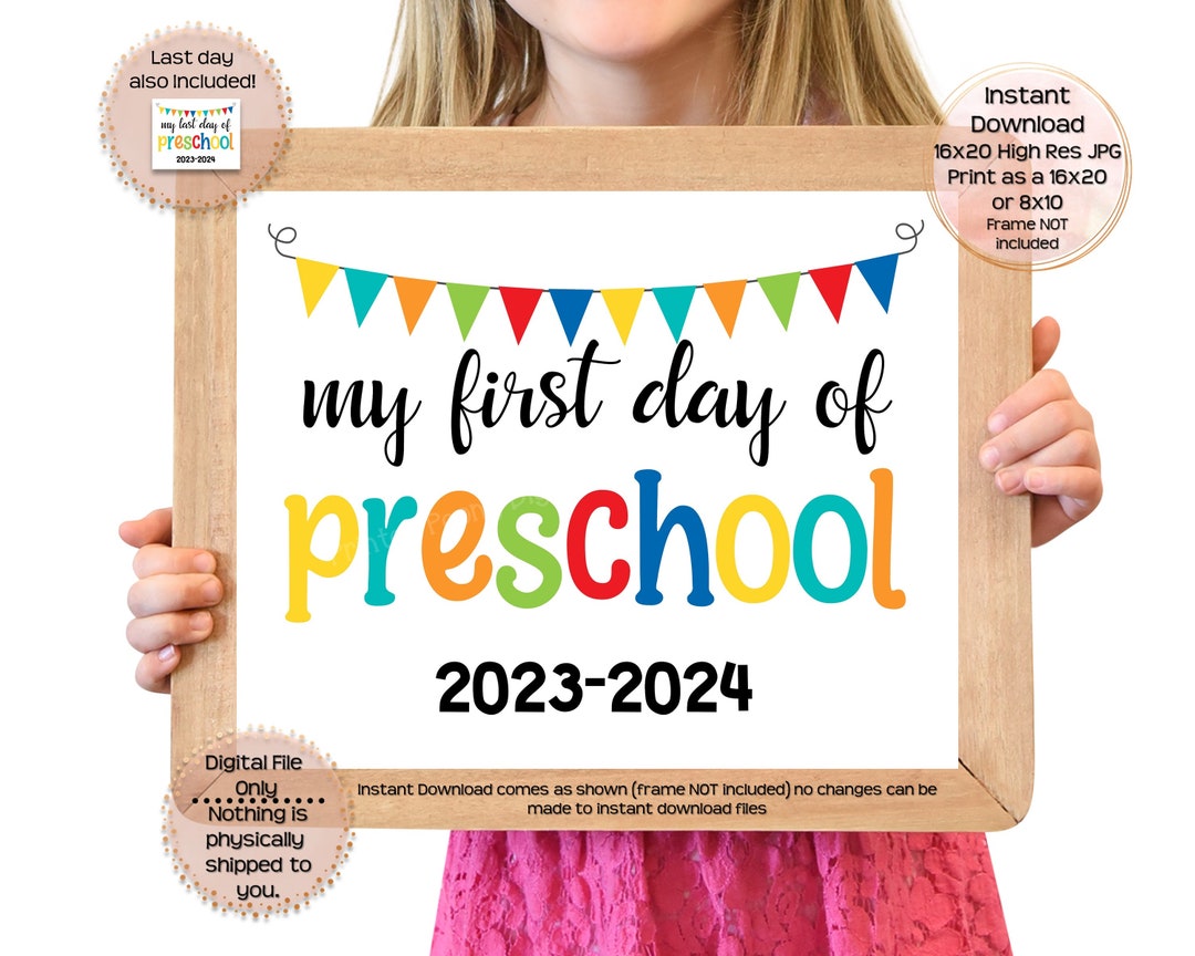 First Day of Preschool Printable Sign 1st Day of School Sign Pre-k ...