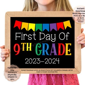 First Day of Ninth Grade Printable Sign First Day of High School Sign ...