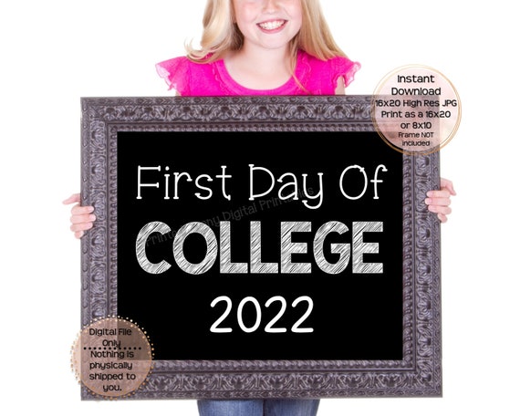 First Day of College Printable Sign First Day of School Sign - Etsy