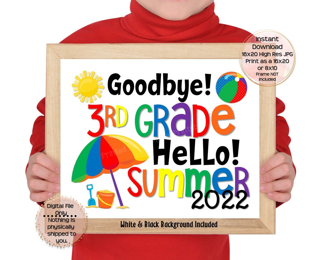 Last Day of Third Grade Printable Sign End of School Sign 3rd Grade ...