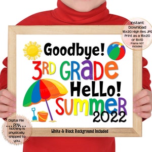 Last Day of Third Grade Printable Sign End of School Sign 3rd Grade ...