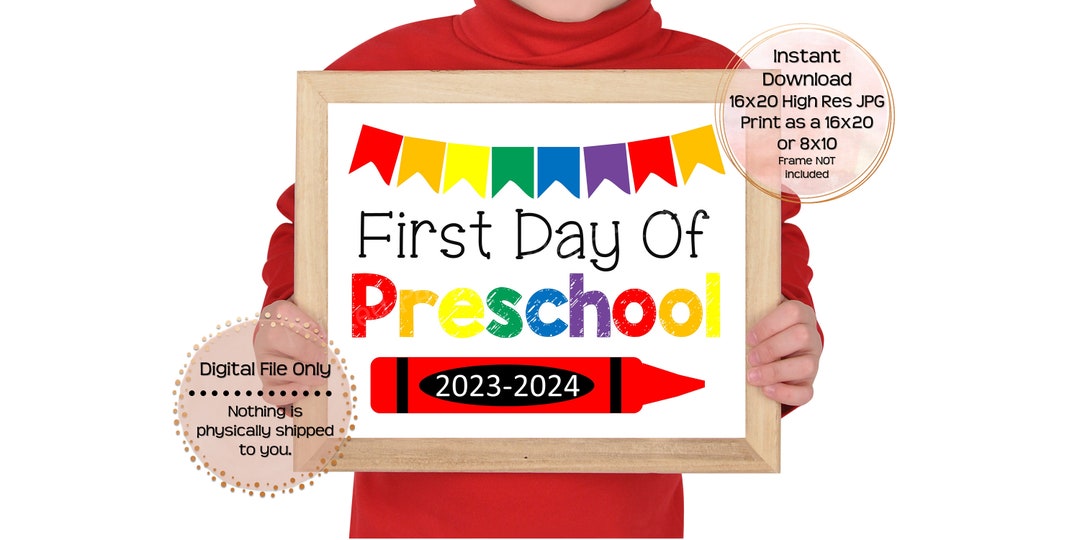 First Day of Preschool Printable Sign 1st Day of School Sign - Etsy