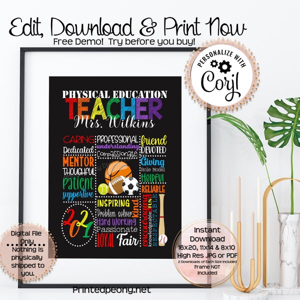 Pe Teacher Thank You - Etsy