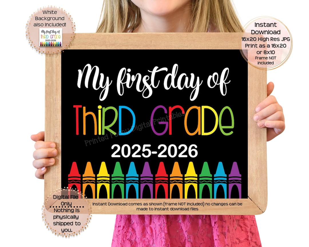 First Day of Third Grade Printable Sign First Day of School Sign 3rd ...