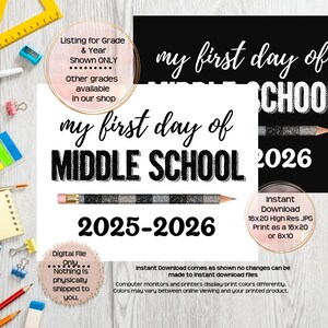 First Day of Middle School Printable Sign 1st Day of School Sign 6th ...