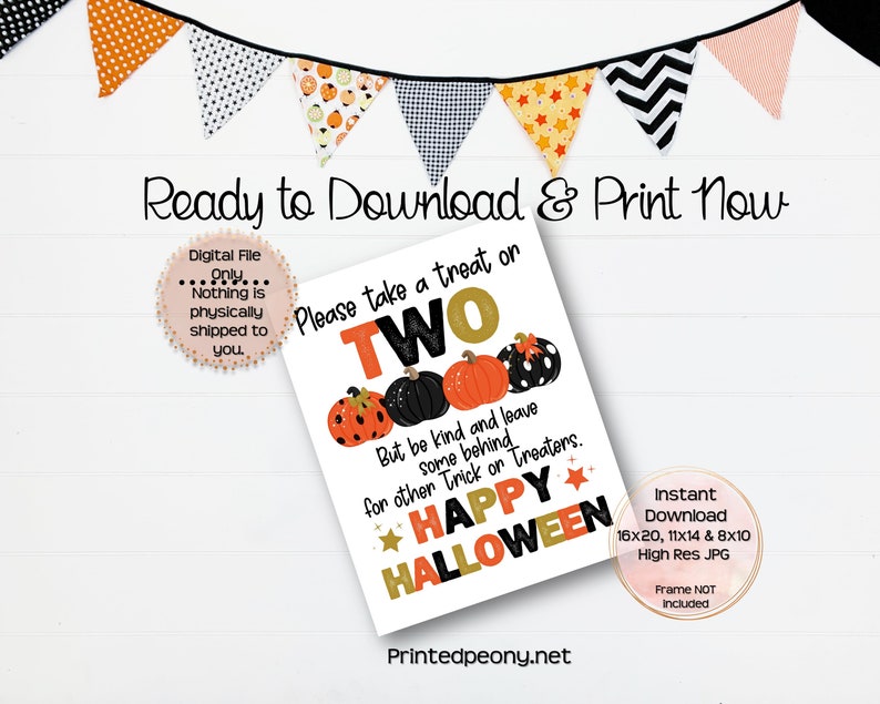 Halloween Printable Candy Bowl Sign Take Two Printable Instant Digital ...