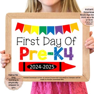 First Day of Pre-k 4 Printable Sign 1st Day of School Sign Pre-k 4 ...