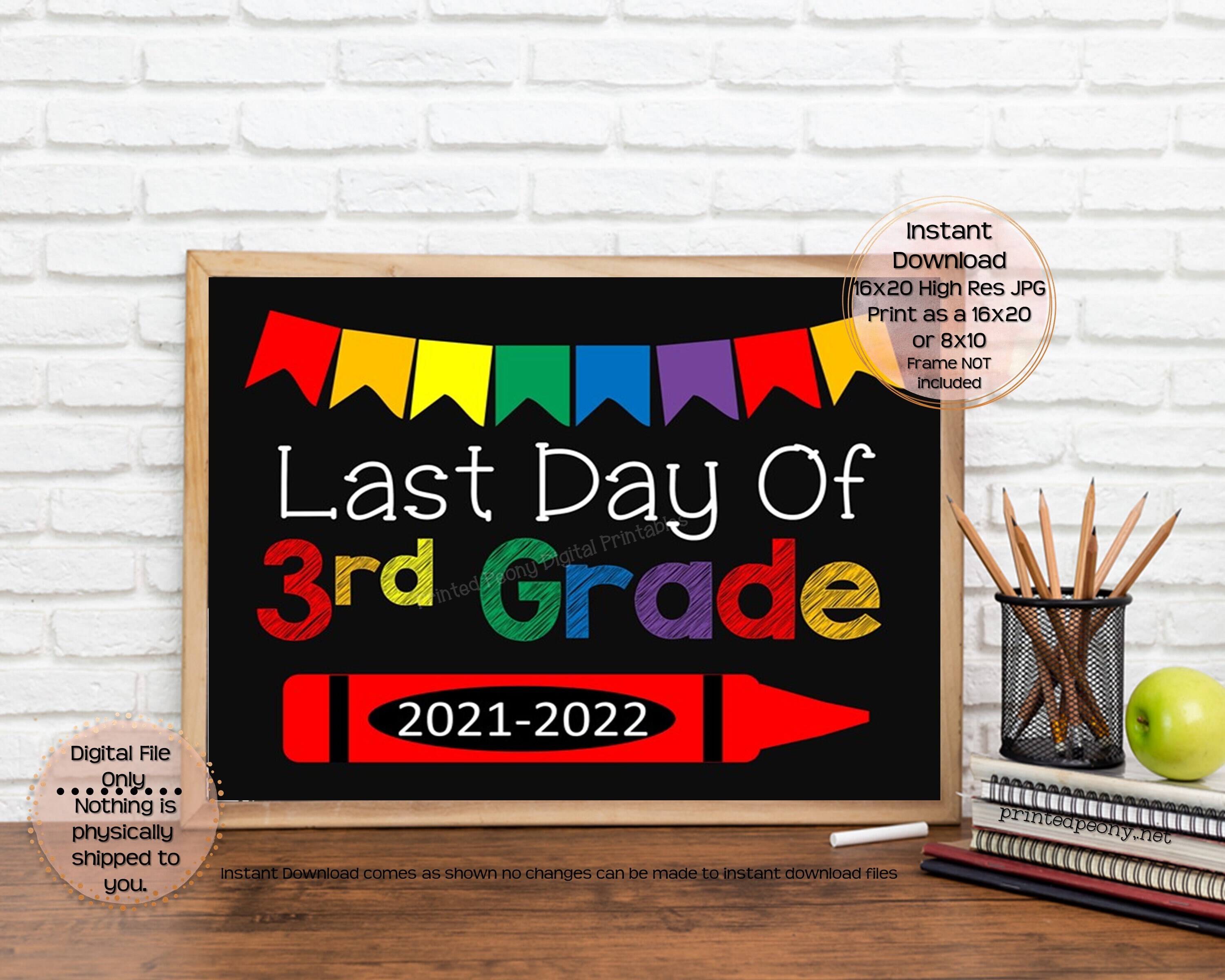 Last Day of Third Grade Printable Sign End of School Sign 3rd - Etsy