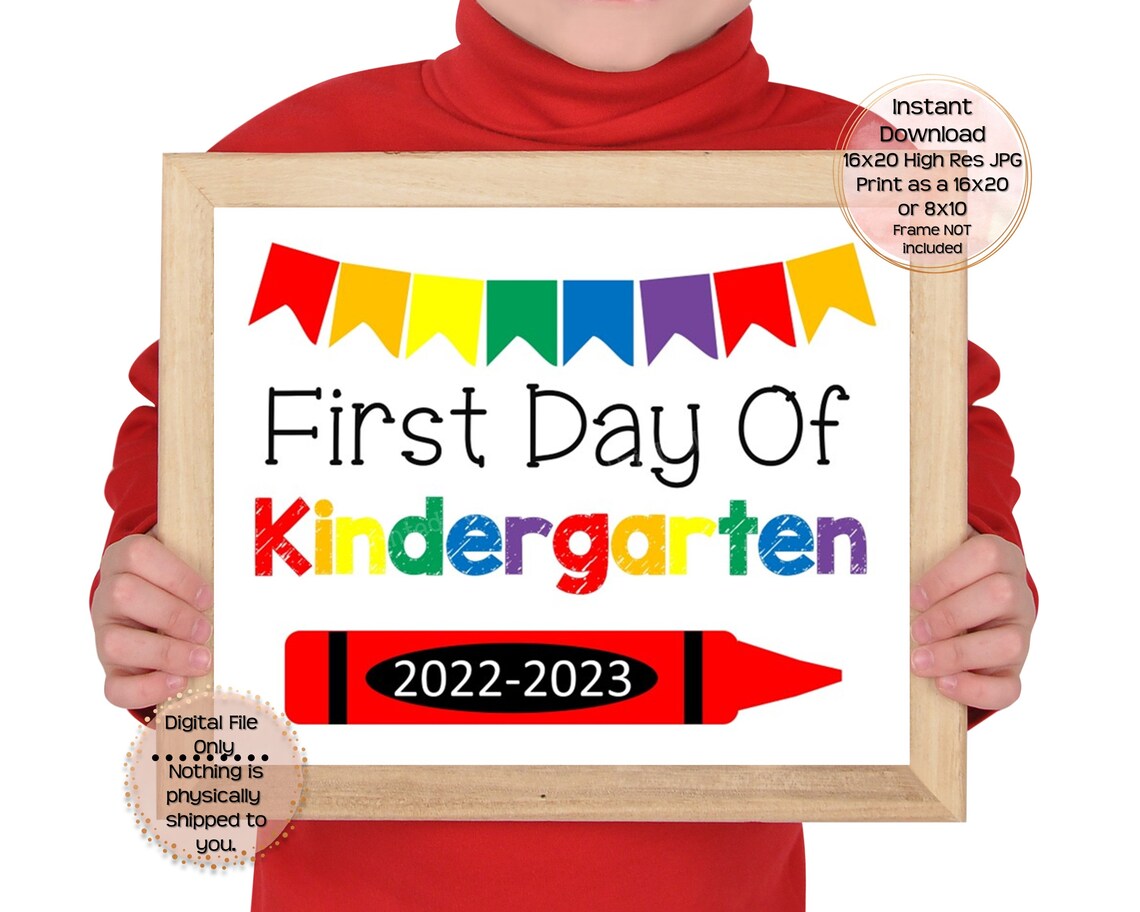 First Day of Kindergarten Printable Sign First Day of School - Etsy