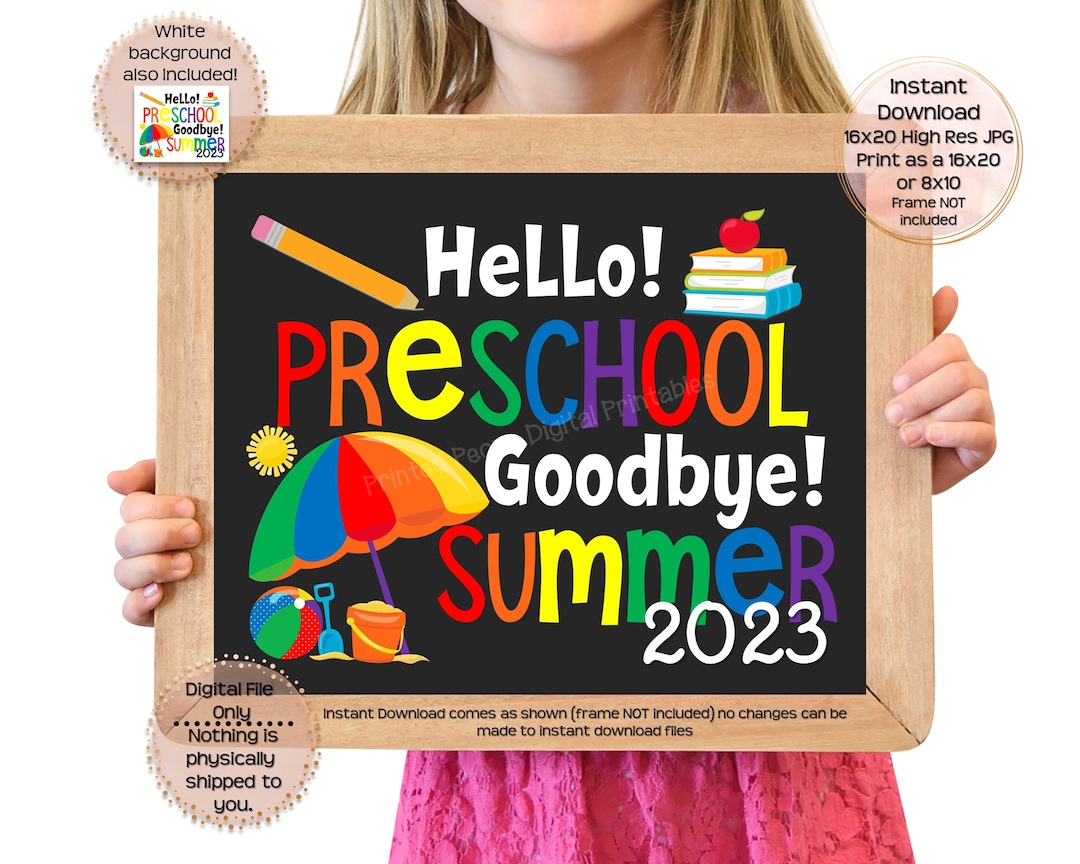 First Day of Preschool Printable Sign 1st Day of Pre-k Photo Prop First ...