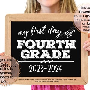 First Day of Fourth Grade Printable Sign First Day of School Sign 4th ...