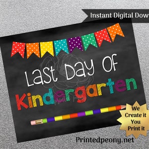 Last Day of Kindergarten Printable Sign End of School Sign Kindergarten ...