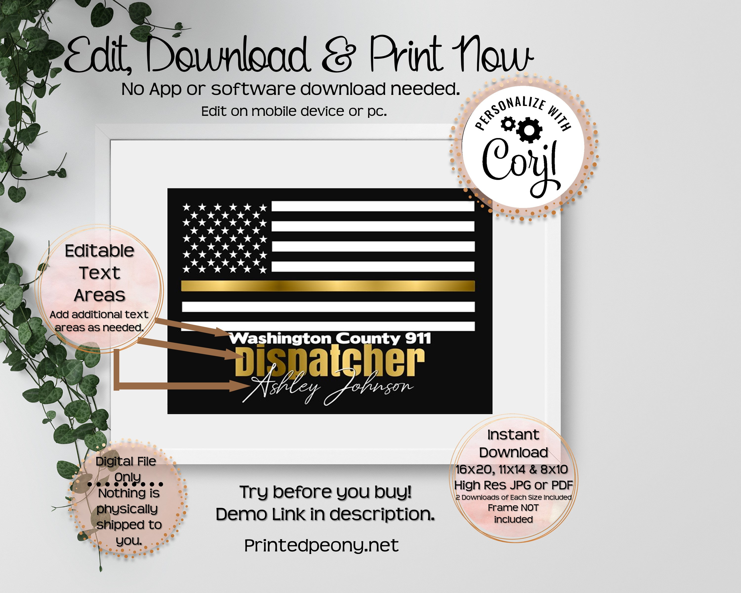 Personalized Printable 911 Dispatcher Gift Chalkboard Gift for ...